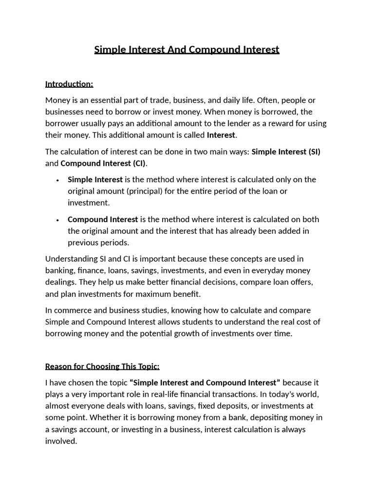 Simple vs. Compound Interest Explained | PDF | Interest | Interest Rates