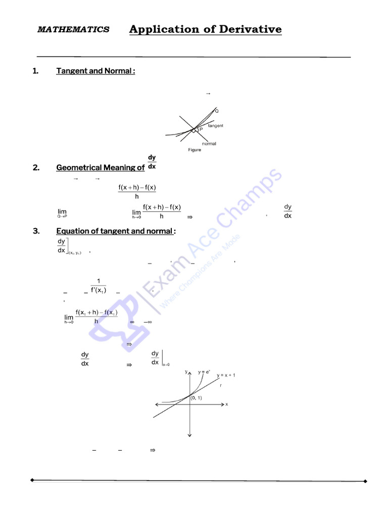Chapter1 - Application of Derivatives | PDF | Tangent | Monotonic Function