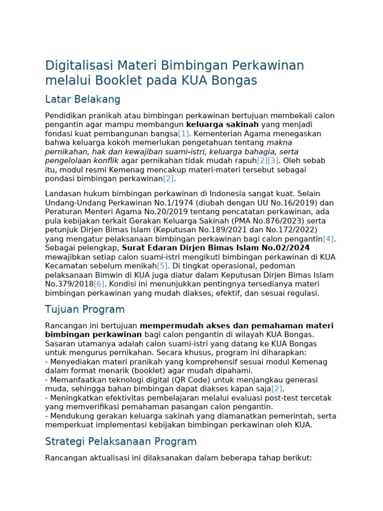 Digitalisasi Materi Bimbingan Perkawinan Melalui Booklet Pada KUA Bongas | PDF