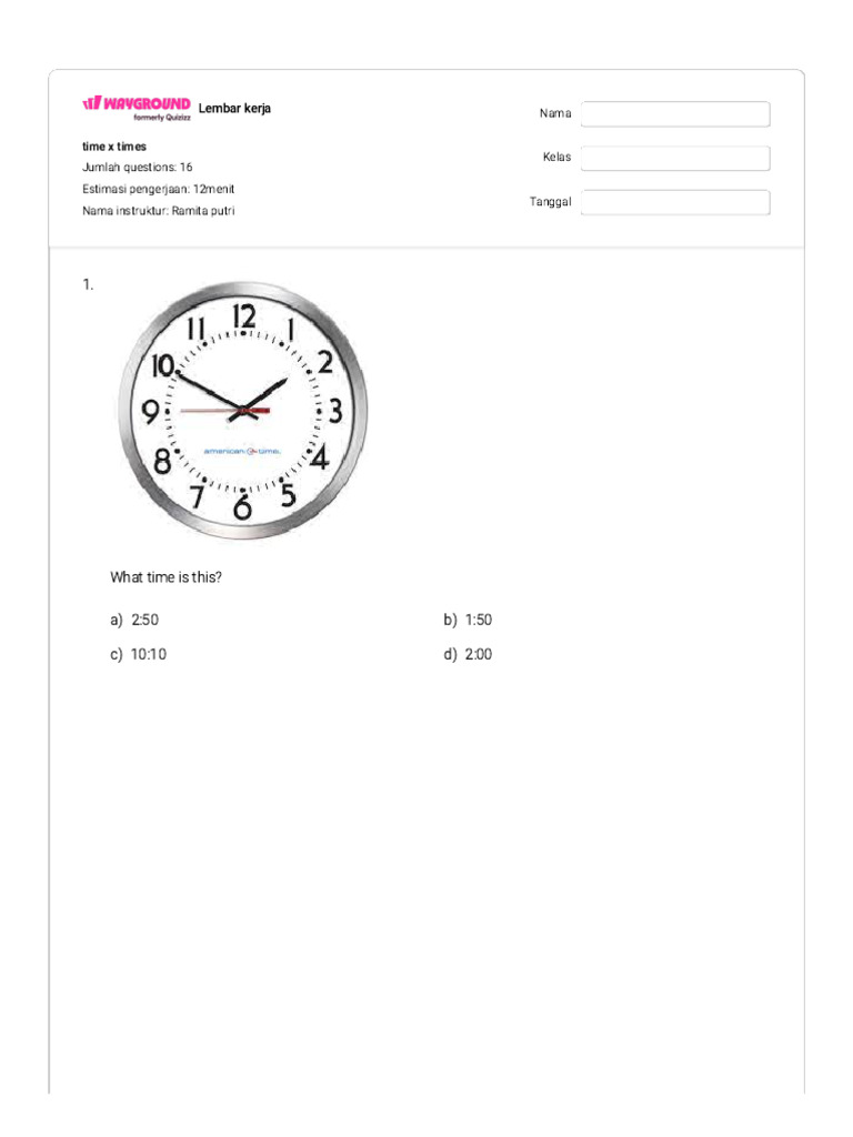 Quizizz - Time X Times | PDF