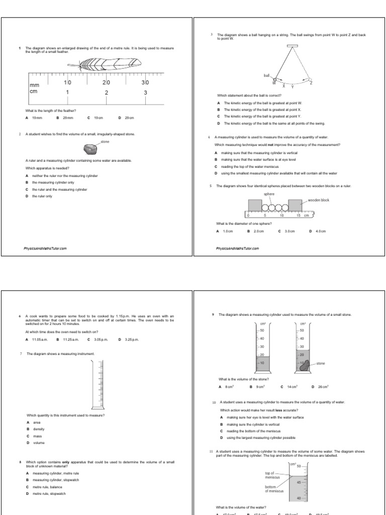 Length & Time (Multiple Choice) QP (7 Files Merged) | PDF | Speed | Acceleration