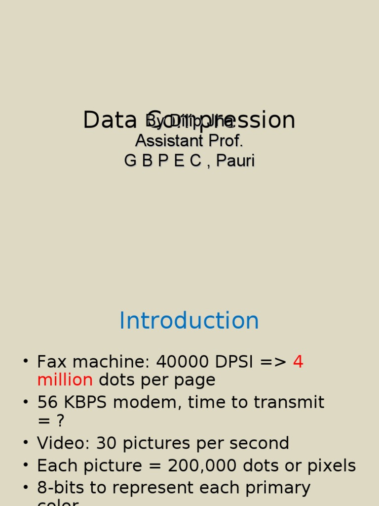 Data Compression: by Dilip Jha Assistant Prof. GBPEC, Pauri | PDF | Data Compression | Code