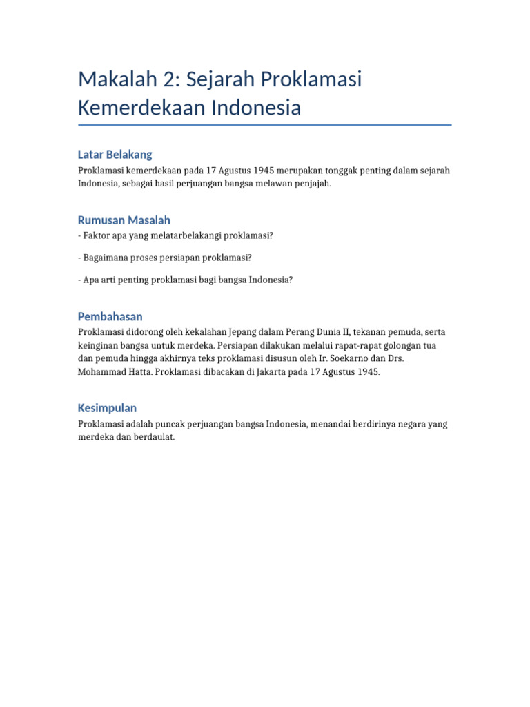 Makalah 2 Sejarah Proklamasi Kemerdekaan Indonesia | PDF