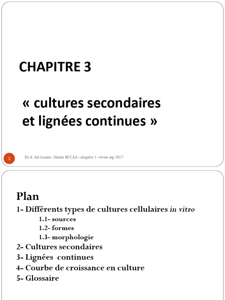 Cultures cellulaires in vitro : types et méthodes | PDF | Cellule ...