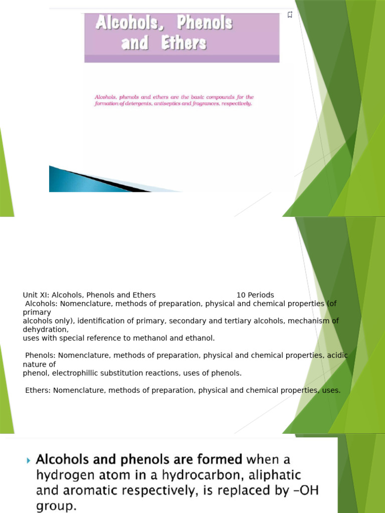 Alcohols, Phenols, and Ethers Overview | PDF