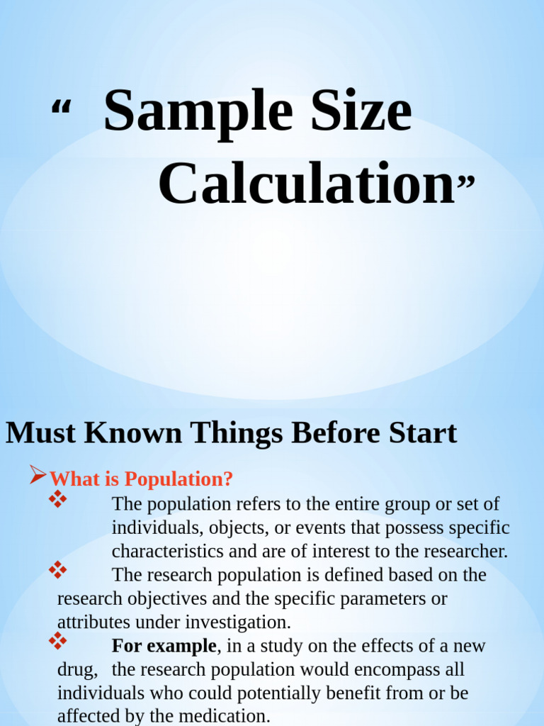 Sample Size Calculation | PDF | Type I And Type Ii Errors | Statistical ...