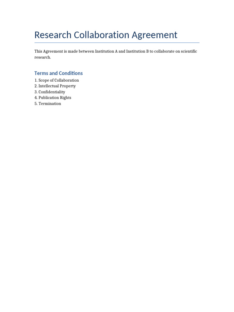 Research Collaboration Agreement Terms | PDF