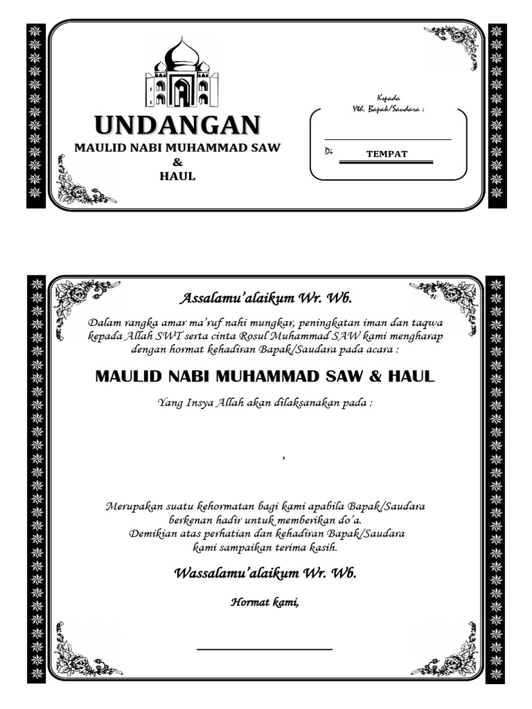 Undangan Maulid Nabi Muhammad SAW | PDF