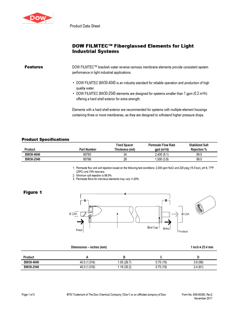 DOW FILMTEC™ RO Membrane Elements | PDF | Membrane | Industrial Processes