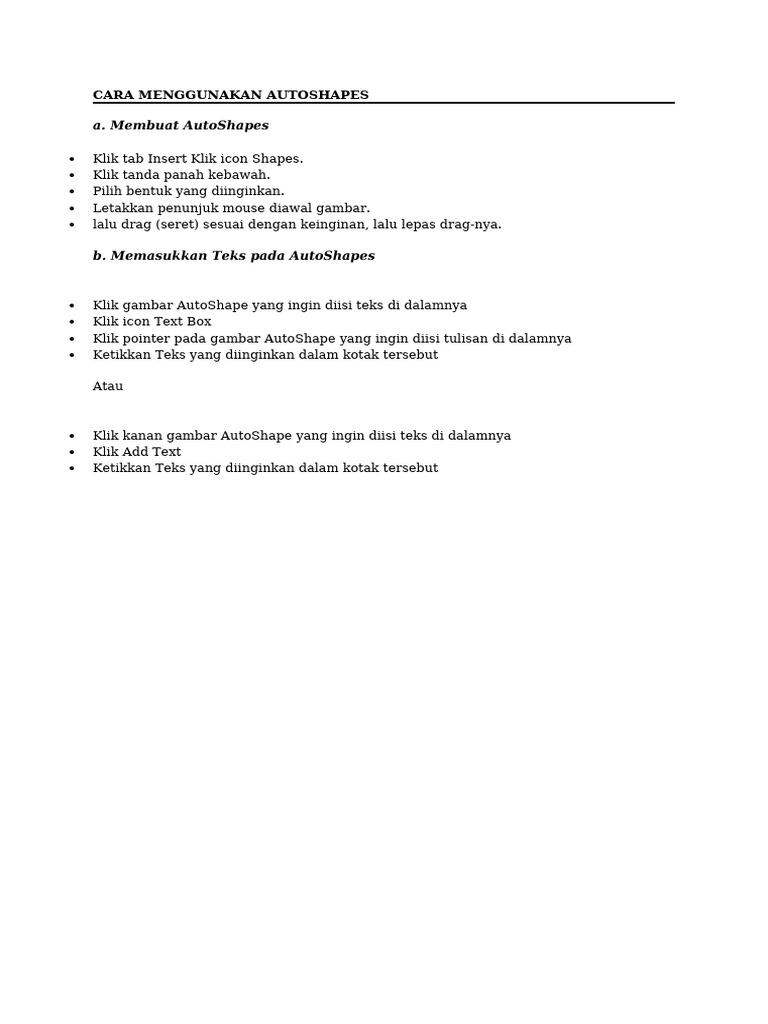 Langkah Membuat AutoShapes di Word | PDF
