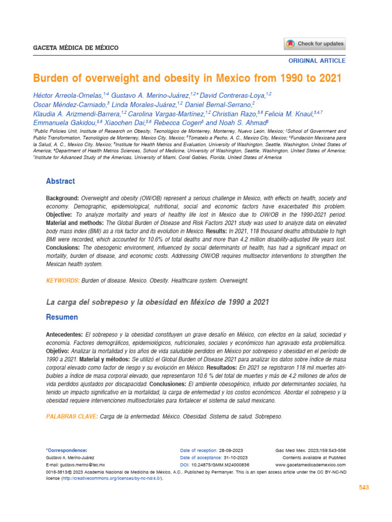 Overweight and Obesity Impact in Mexico | PDF | Obesity | Overweight