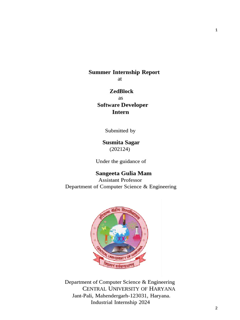Summer Internship as Software Developer | PDF | Scrum (Software ...