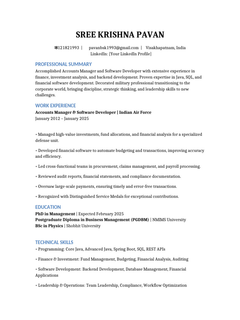 Sree Krishna Pavan Resume Formatted | PDF