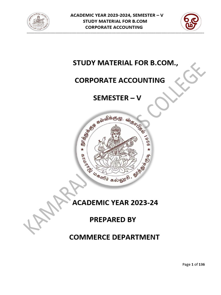 Corporate Accounting Study Material | PDF | Preferred Stock | Loans