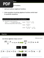 Algebraic Fractions Practice Questions - Corbettmaths | PDF