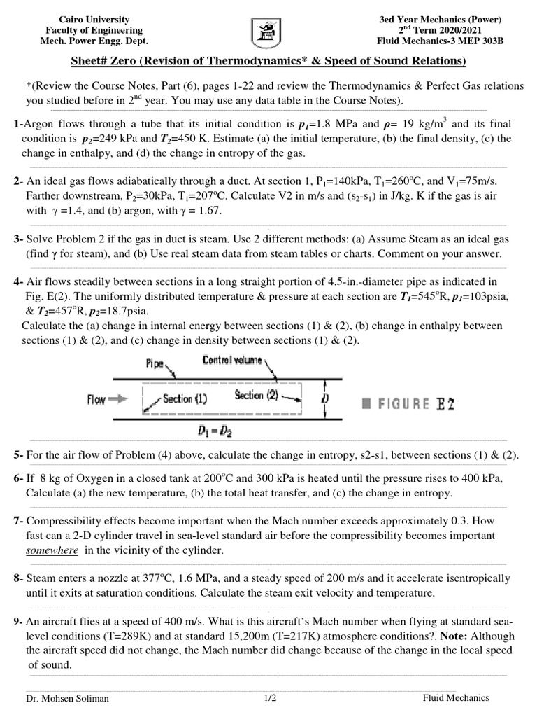 Fluid Mechanics: Thermodynamics Review | PDF | Mach Number | Fluid Dynamics