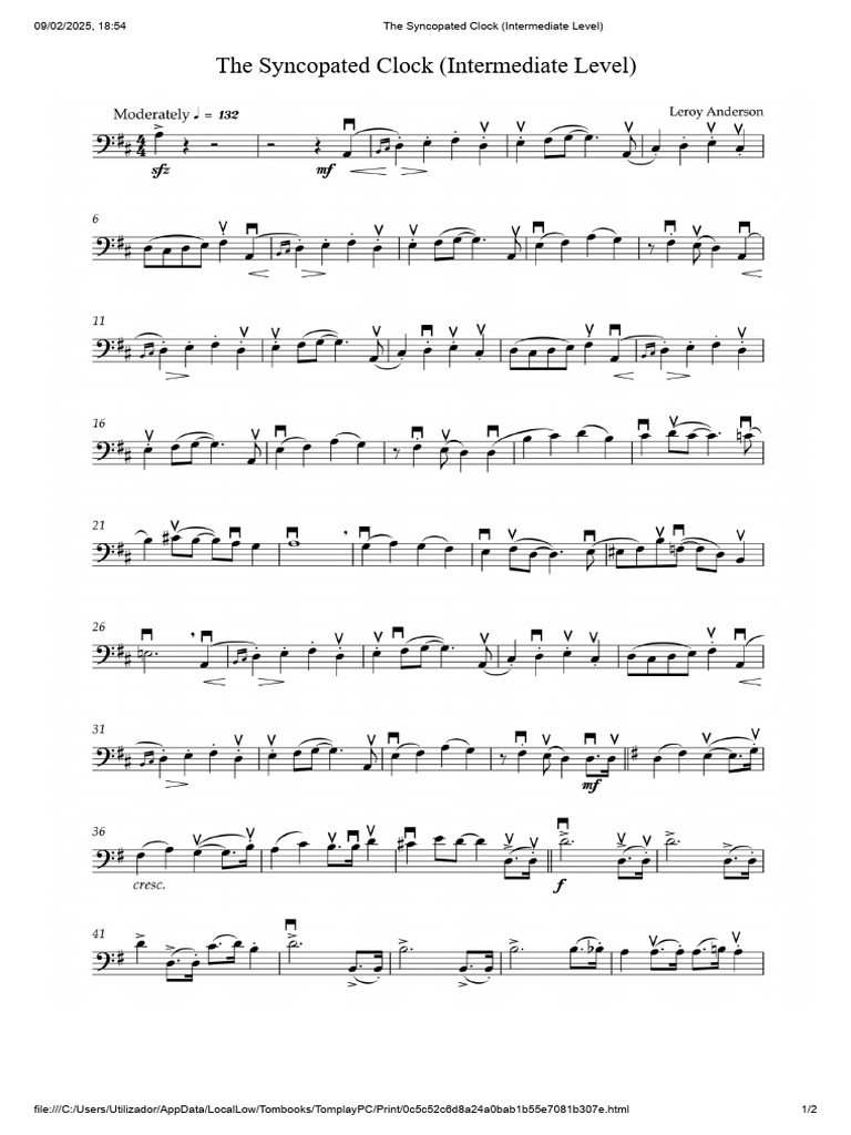 The Syncopated Clock (Intermediate Level) | PDF