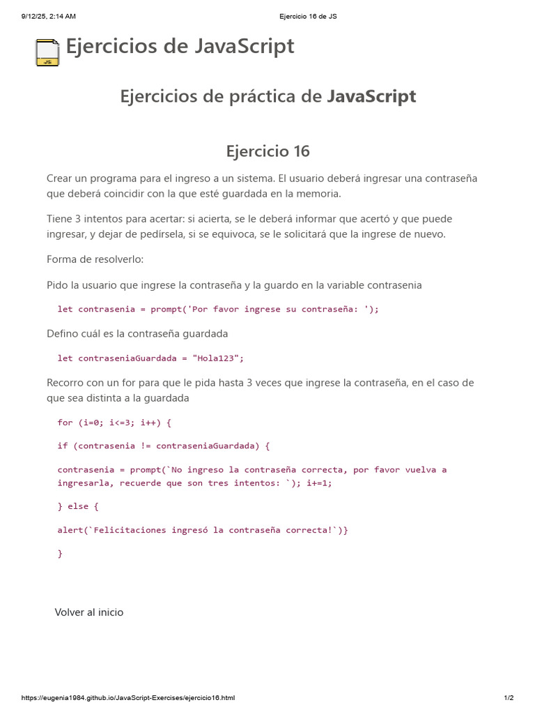 Ejercicio 16 de JS | PDF