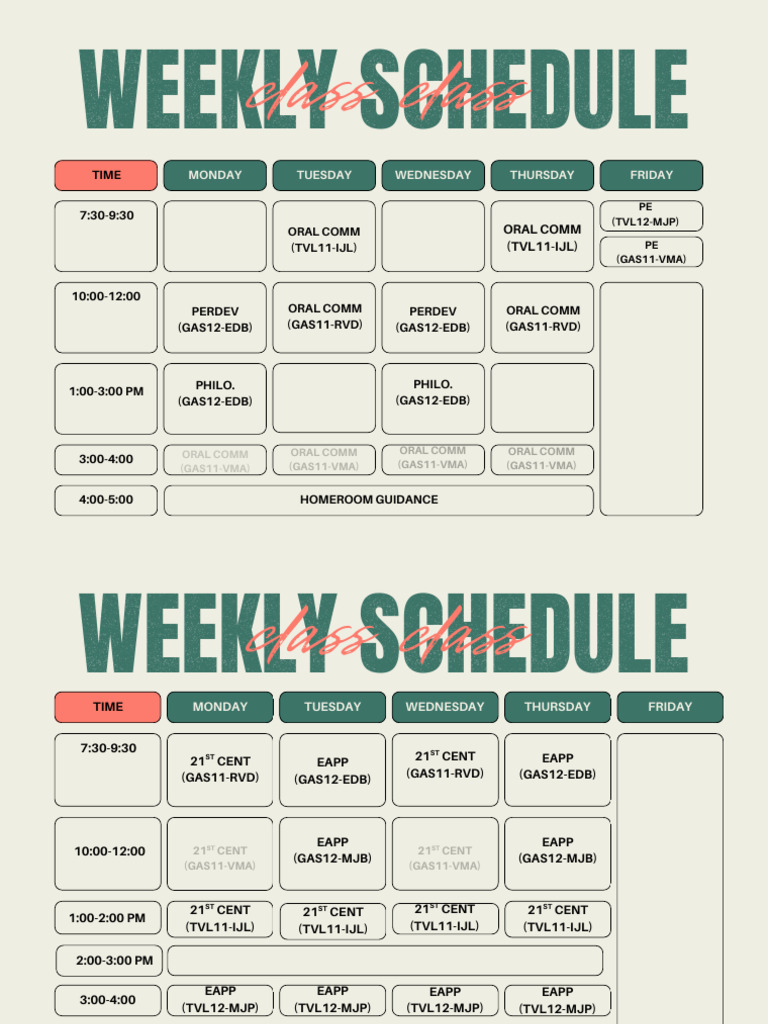 Modern Weekly Fitness Schedule Planner | PDF