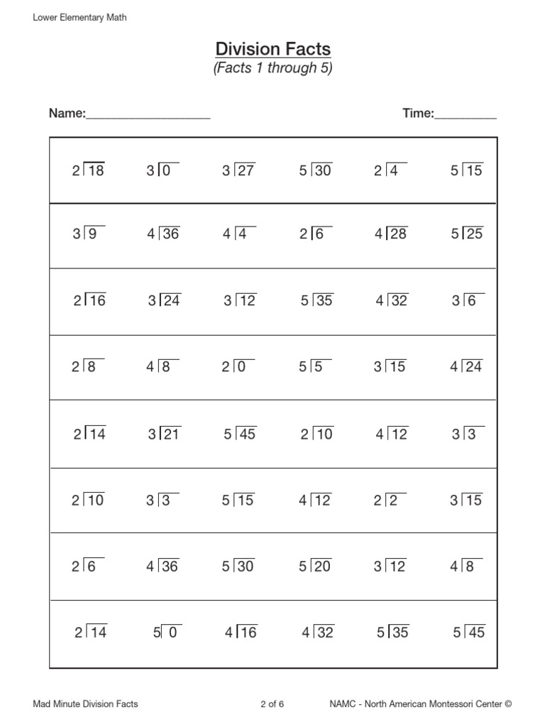 Division Facts 2 & 3 | PDF