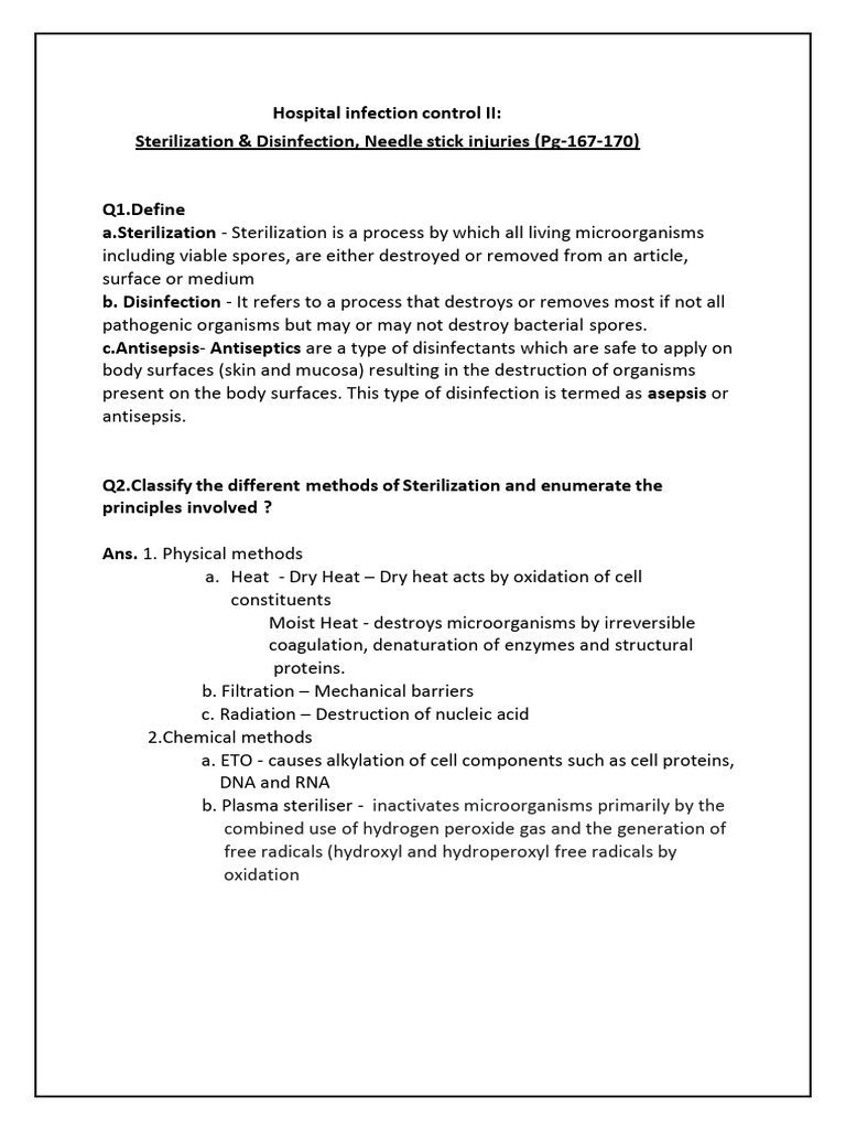 Asepsis in Hospital Infection Control | PDF | Sterilization ...