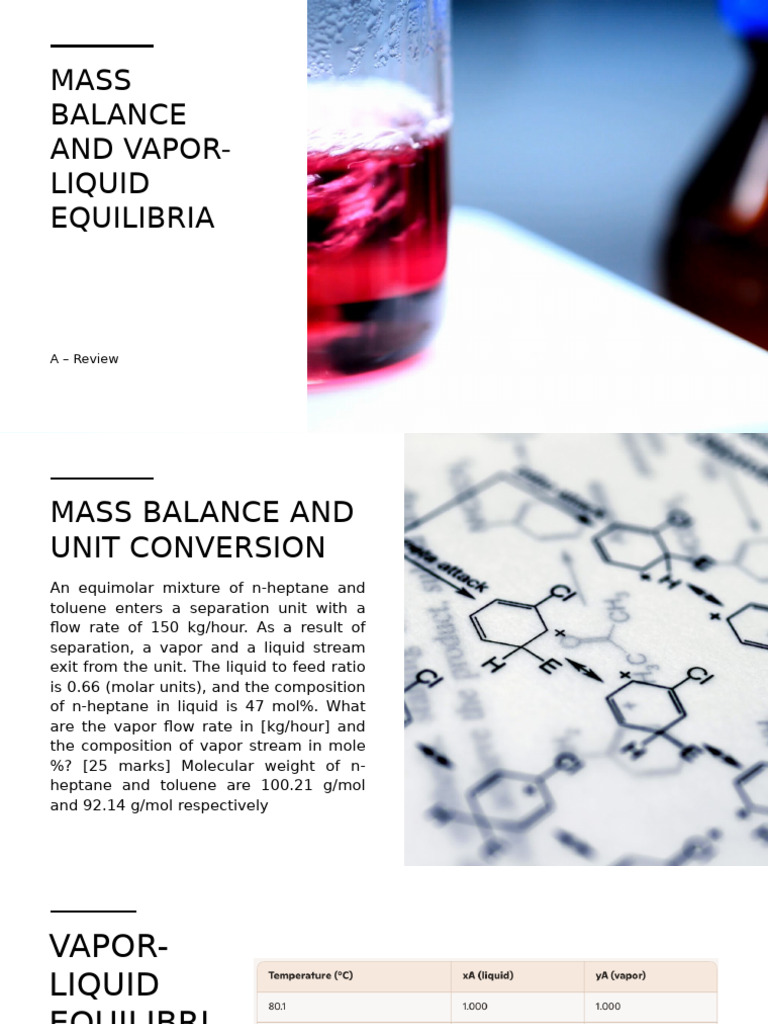 Mass Balance and Vapor-Liquid Equilibria Analysis | PDF | Physical ...