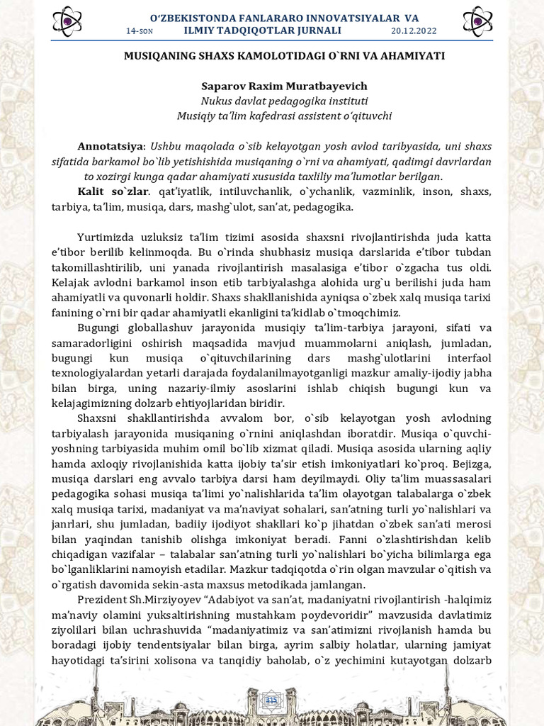 Saparov Raxim Muratbayevich | PDF