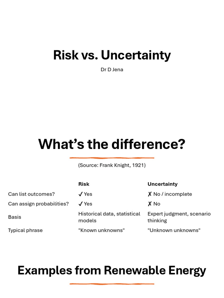 Understanding Risk and Uncertainty in Renewables | PDF | Risk | Uncertainty