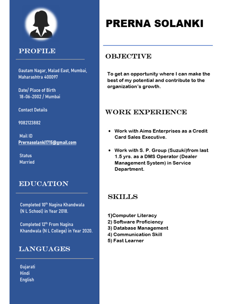Prerna Solanki: Resume Overview | PDF