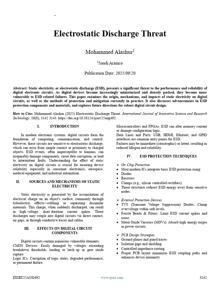 Electrostatic Discharge Threat | PDF | Electrostatic Discharge | Electronic Engineering