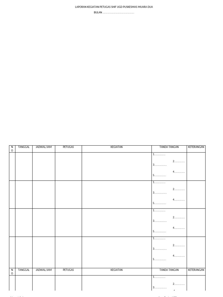 Form Kegiatan Shif Ugd | PDF
