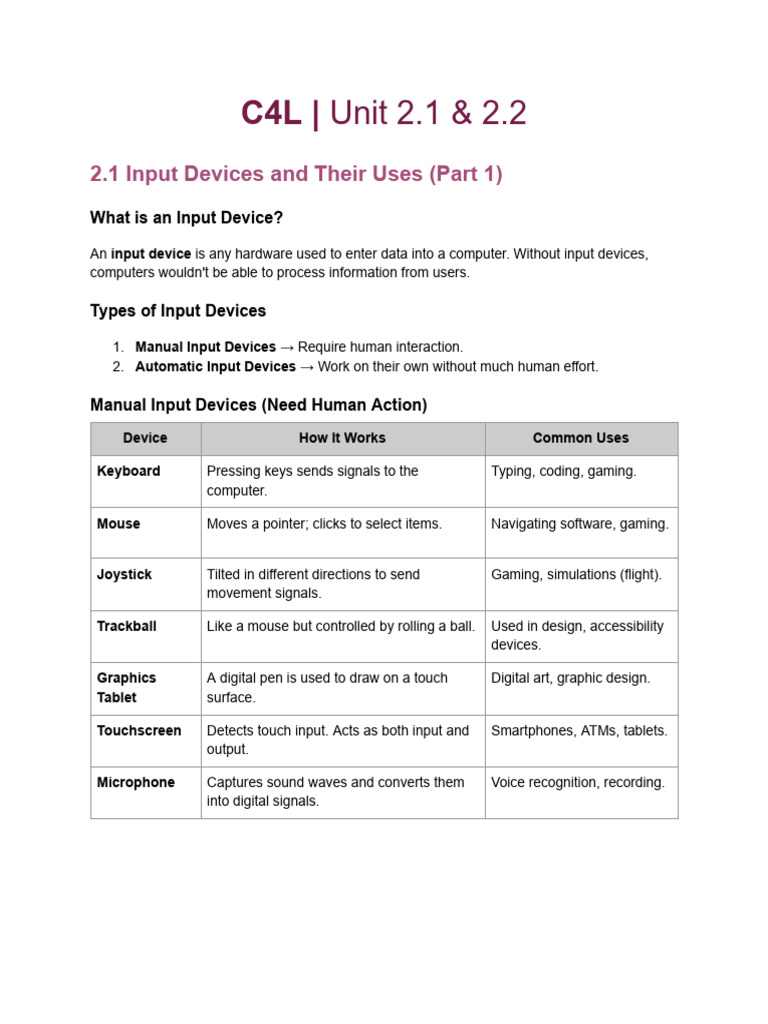 C4L - Unit 2 .1 2.2 - Google Docs | PDF | Cursor (User Interface ...