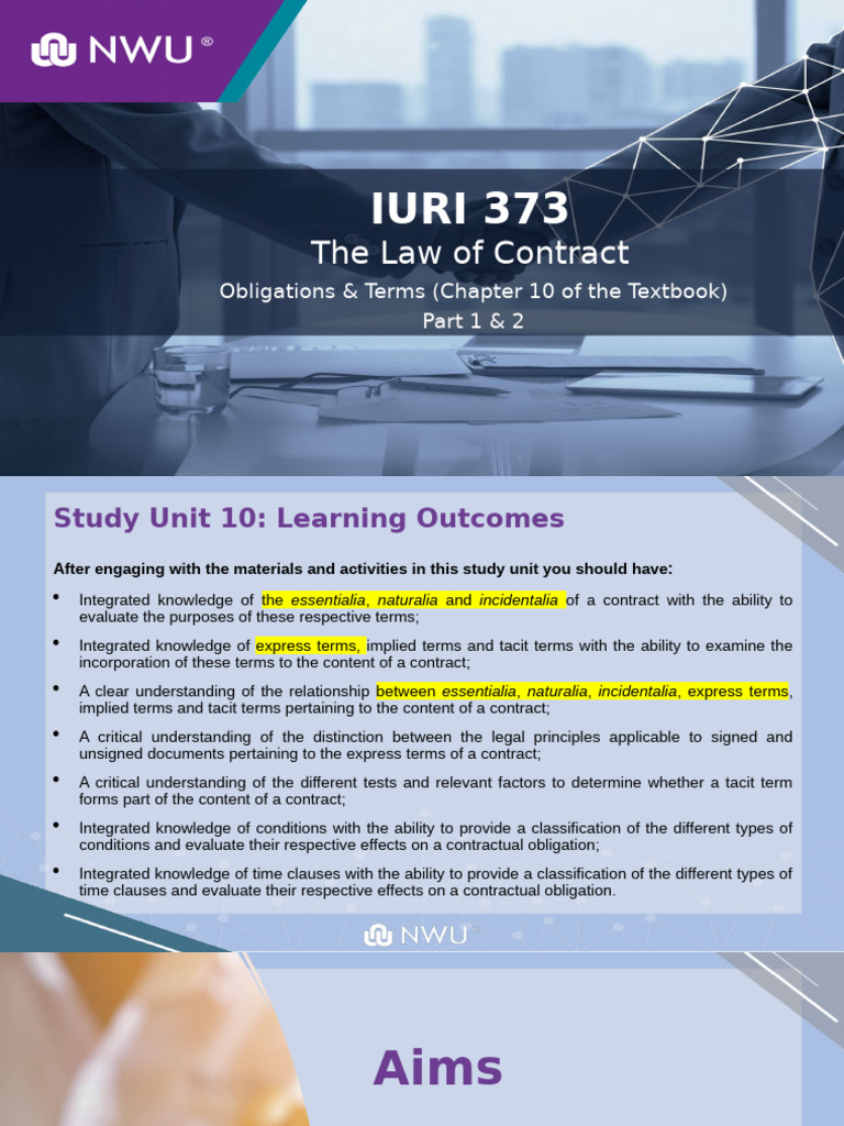 Study Unit 10 - 2024 - Part 1 - 2 | PDF | Contractual Term | Lease