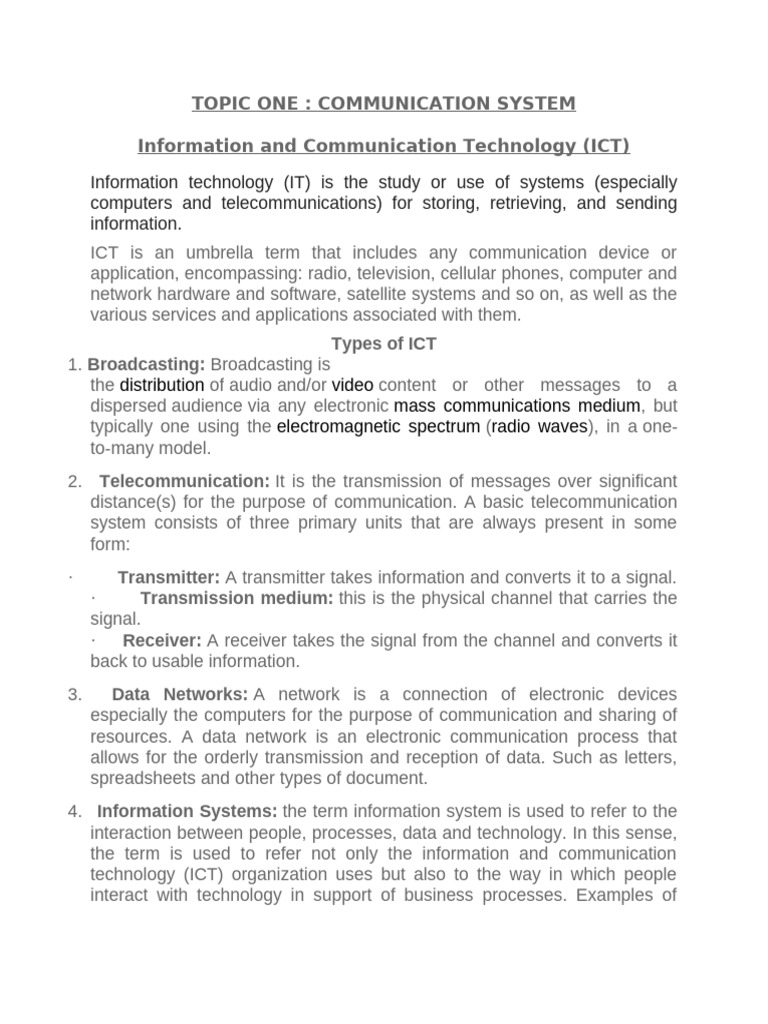 Ict SS1 Third Term Note | PDF | Computer Network | Telephone