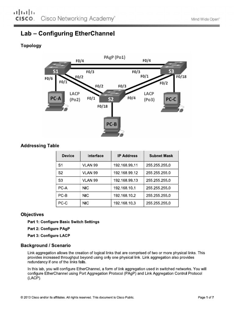 Lab 2-3 EtherChannel LACP | PDF