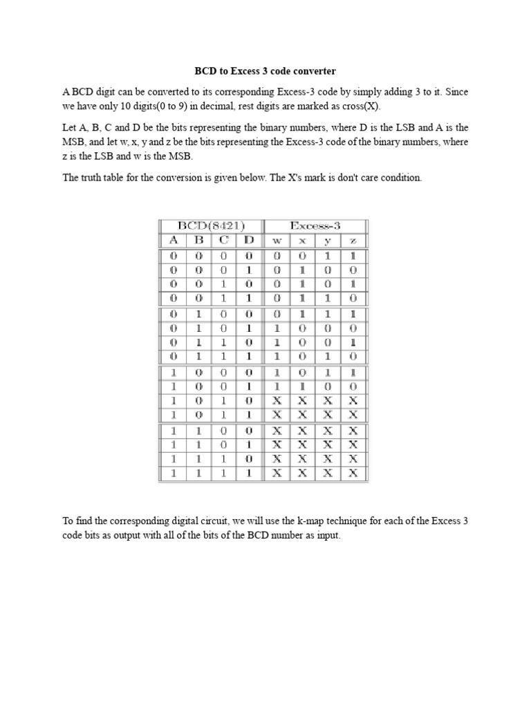 BCD to Excess-3 Code Converter Guide | PDF
