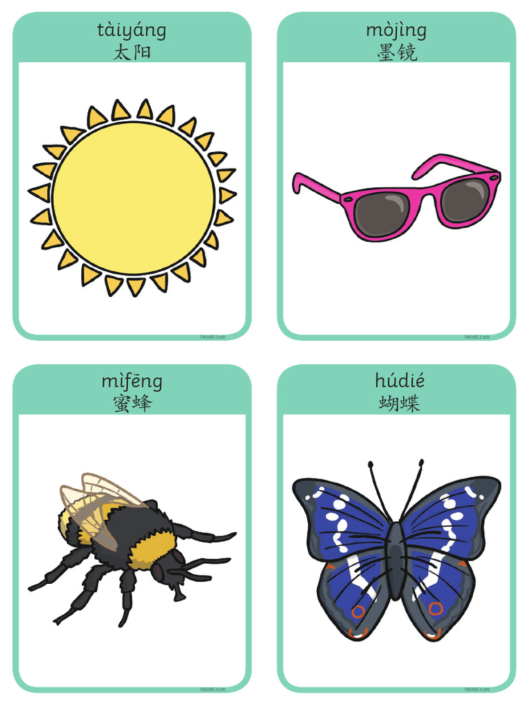 Ma T T 11450 Summer Words Flashcards Mandarin Chinese Pinyin Ver 1 | PDF