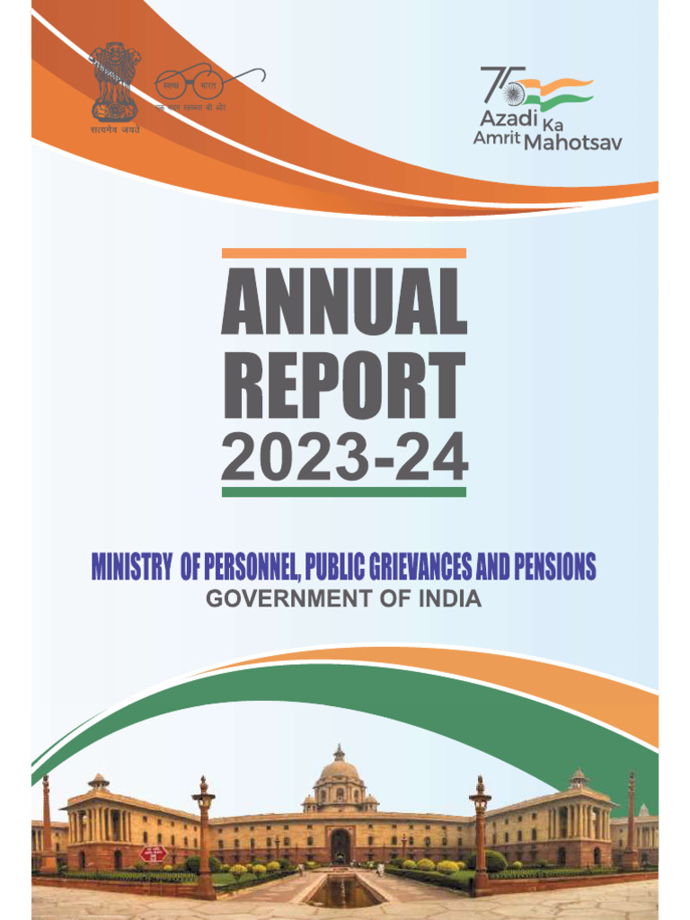 Annual Report 2023-24: DoPT Overview | PDF | Government | Government Of ...