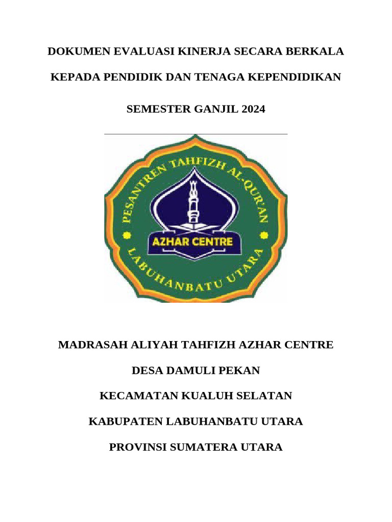 Dokumen Evaluasi Kinerja Secara Berkala Kepada Pendidik Dan Tenaga ...