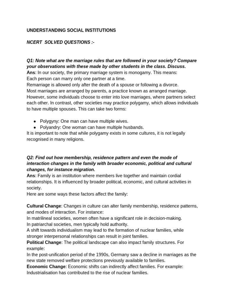 Understanding Social Institutions | PDF | Marriage | Family