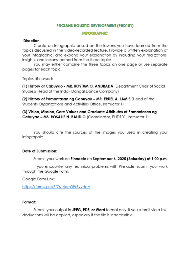 PHD101 Infographic Guidelines and Rubrics | PDF | Infographics | Cognitive Science