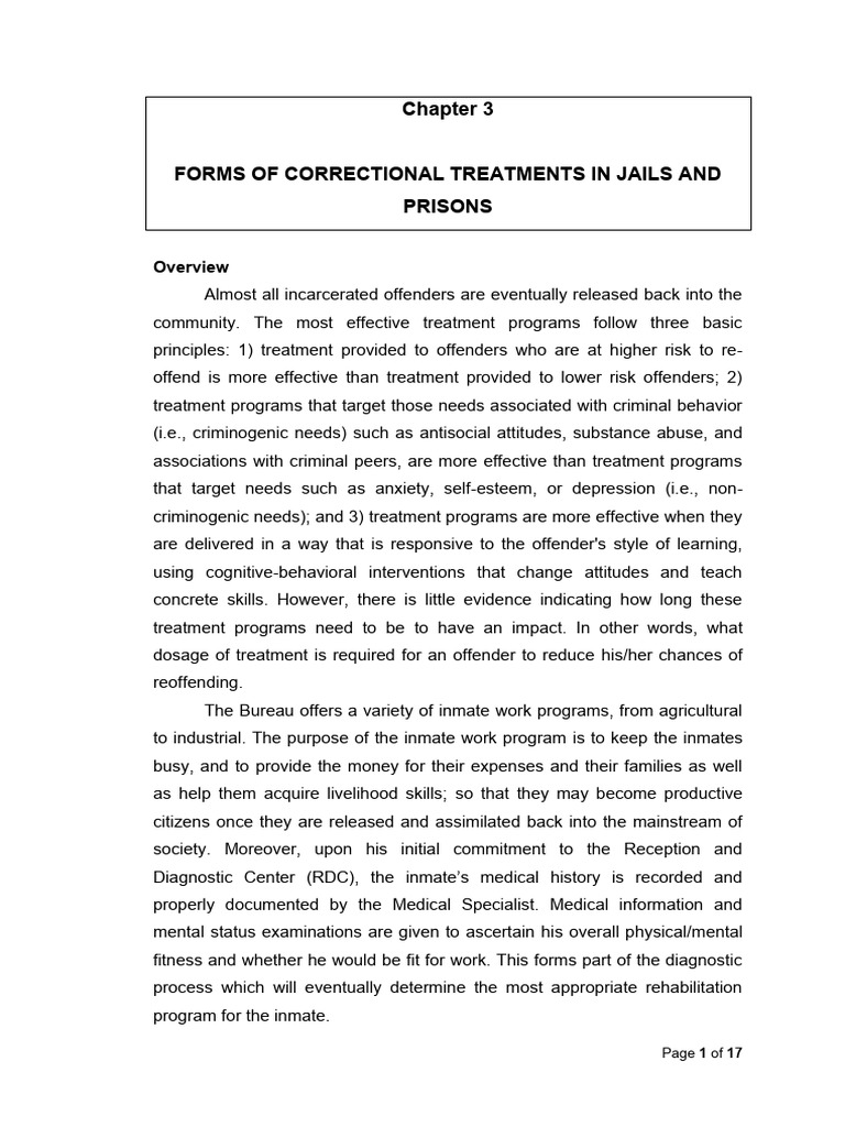 Chapter 3 Lesson 1 Treatment Programs | PDF | Prison | Mail