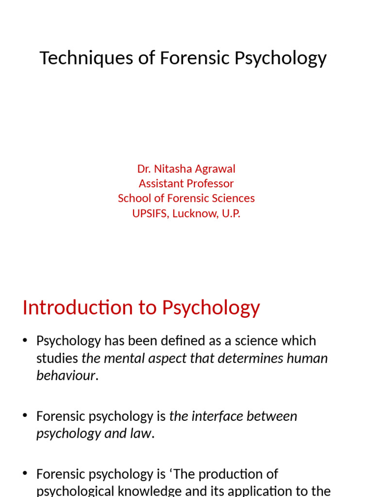 Techniques of Forensic Psychology | PDF | Polygraph | Psychology