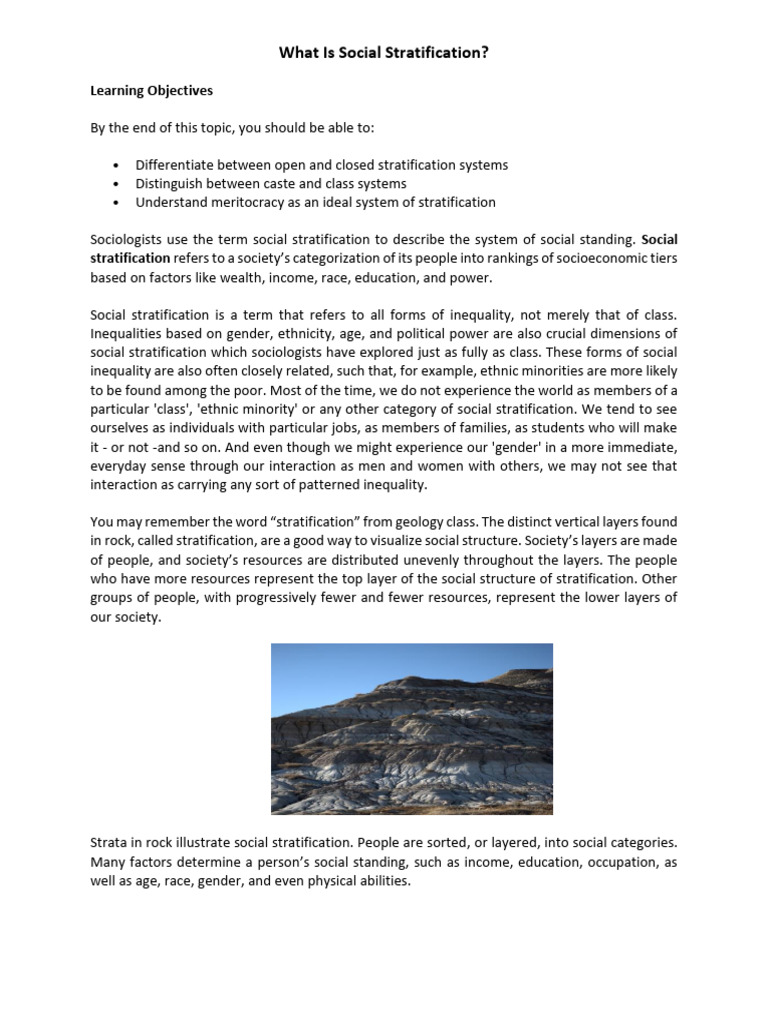 Understanding Social Stratification Systems | PDF | Social ...