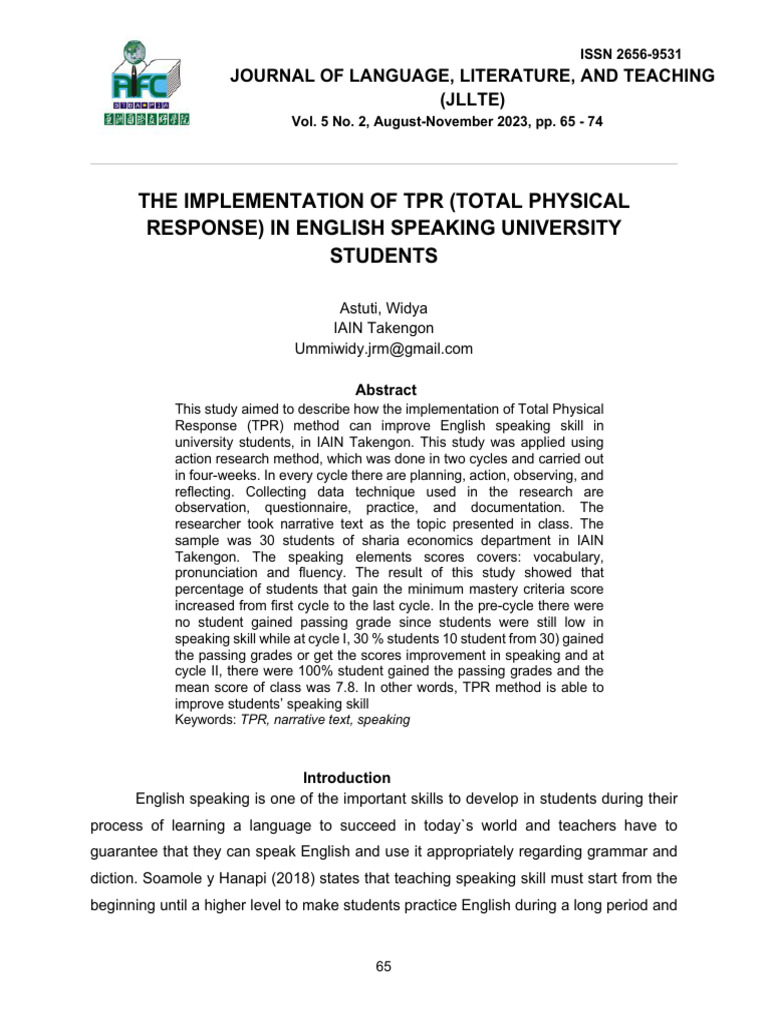 TPR Method Enhances English Speaking Skills | PDF | Applied Linguistics ...