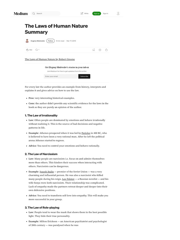 Evgemedvedev Medium Com The Laws of Human Nature Summary Bc42678272e3 ...