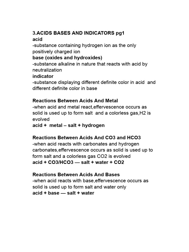 Acids, Bases, and Indicators Overview | PDF