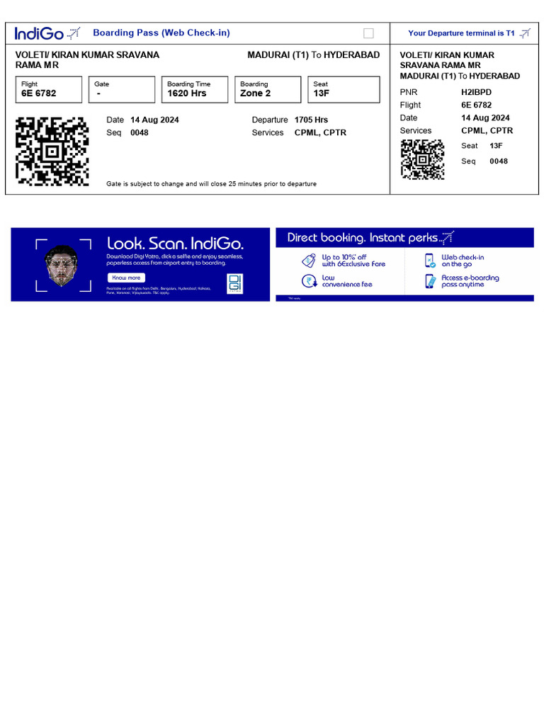 Flight 6E 6782 Boarding Details | PDF