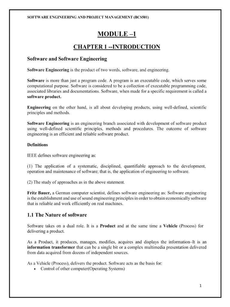SEPM BCS501 Module 1 Notes | PDF