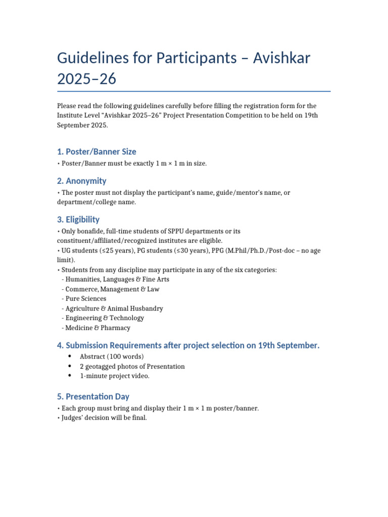 Avishkar 2025 Guidelines | PDF